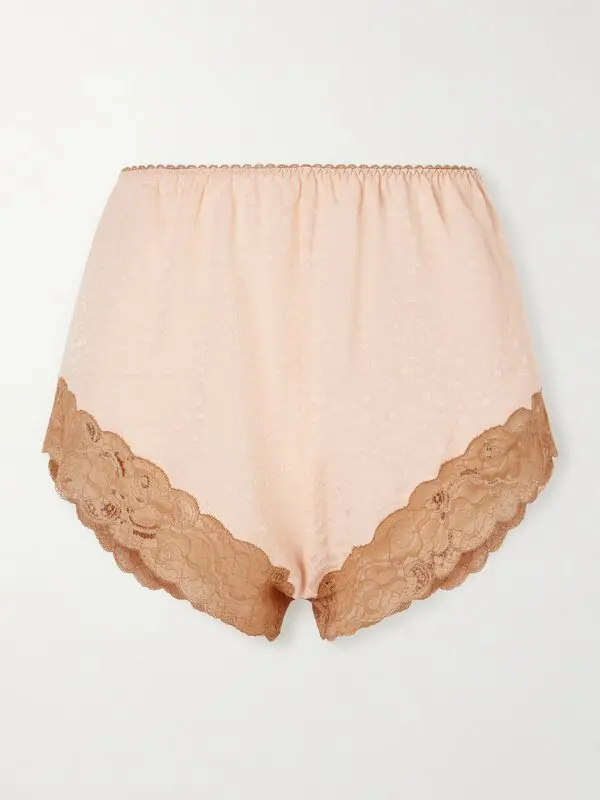 Chloé Lace-trimmed Silk-jacquard Shorts