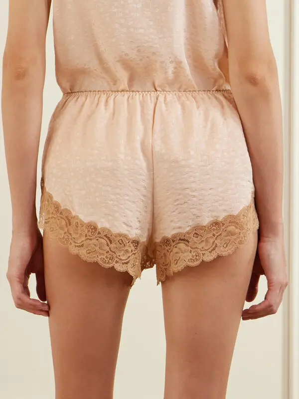 Chloé Lace-trimmed Silk-jacquard Shorts