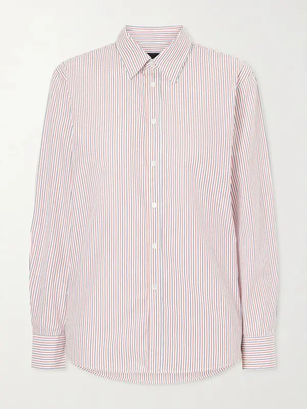 NILI LOTAN Raphael Striped Cotton Shirt - White