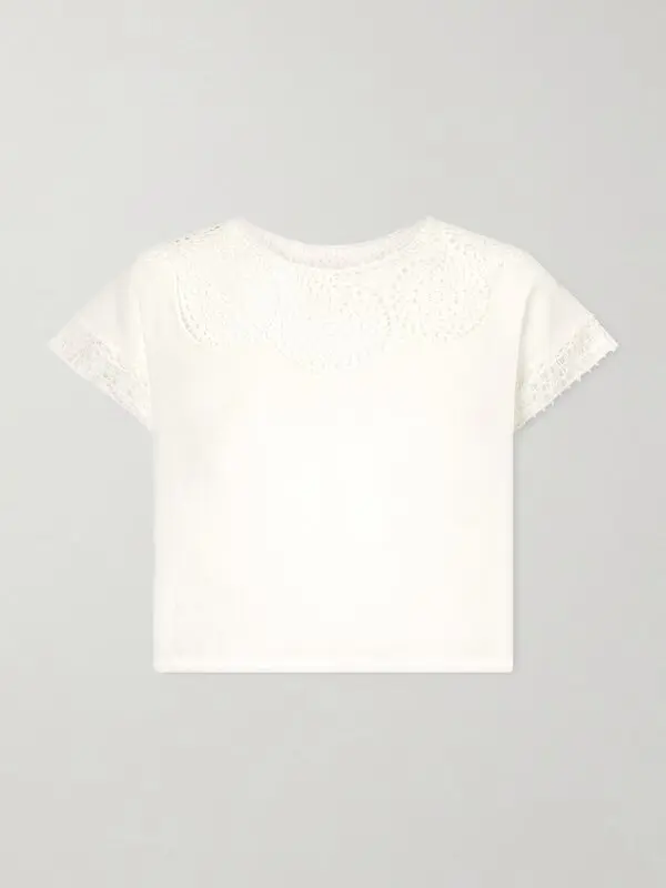 NILI LOTAN Caila Crochet-trimmed Ramie Top - Neutrals
