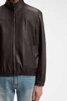 BOSS By Beckham Nappa Leather Jacket With Stand Collar