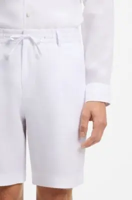 BOSS Tapered-fit Linen Shorts - White