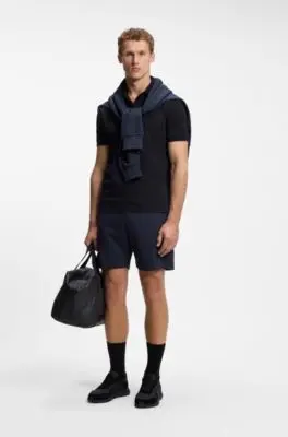 BOSS Paddy Polo Shirt With Structured Logo Patch - Dark Blue