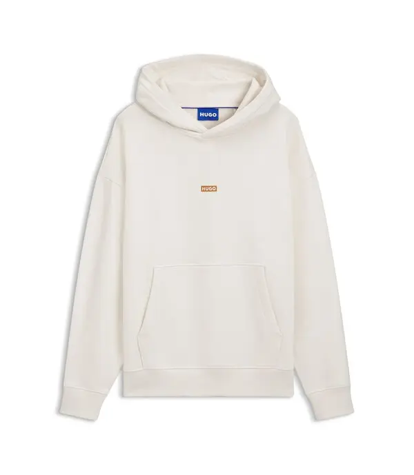 Hugo Logo-detail Hoodie In Cotton Terry - White