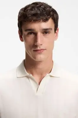 BOSS Cotton-jacquard Polo Shirt With Johnny Collar - White