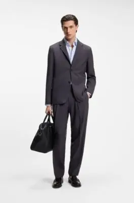 BOSS Slim-fit Shirt In Printed Performance Stretch Fabric - Light Blue