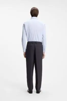 BOSS Slim-fit Shirt In Printed Performance Stretch Fabric - Light Blue