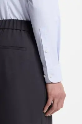 BOSS Slim-fit Shirt In Printed Performance Stretch Fabric - Light Blue