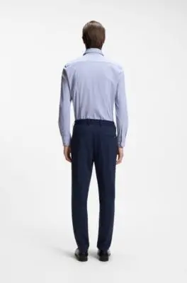 BOSS Slim-fit Shirt In Printed Performance Stretch Fabric - Light Blue