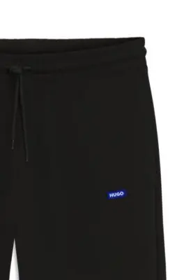 Hugo Cotton-terry Sweatpants With Logo Patch - Black