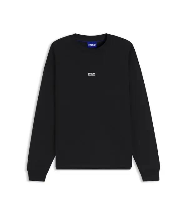 Hugo Logo-print Sweatshirt In Cotton Terry - Black
