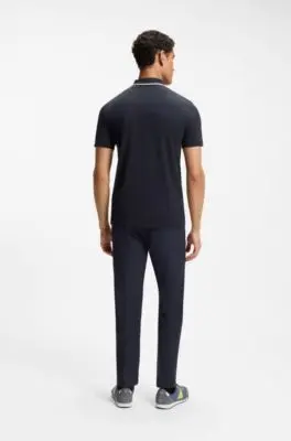 BOSS Active Slim-fit Polo Shirt In Moisture-wicking Stretch Cotton - Dark Blue