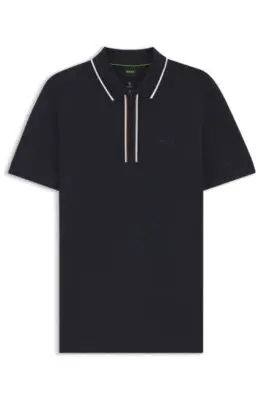 BOSS Active Slim-fit Polo Shirt In Moisture-wicking Stretch Cotton - Dark Blue