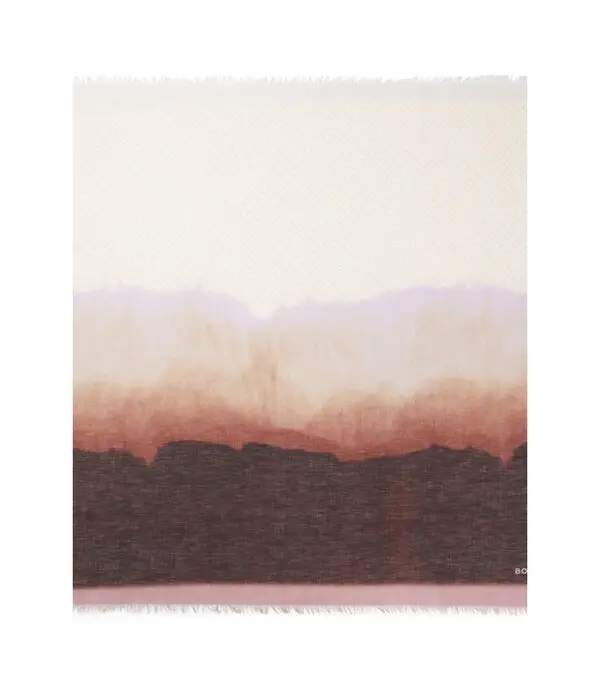 BOSS Printed Scarf In Linen And Cotton - Patterned