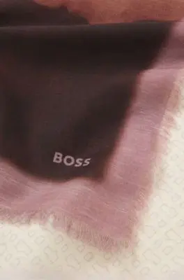 BOSS Printed Scarf In Linen And Cotton