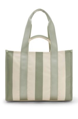 BOSS Striped Canvas Tote Bag