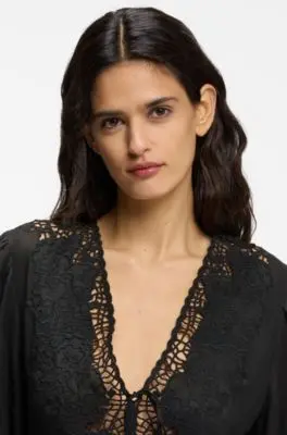 BOSS A-line Dress With Embroidered Lace Details
