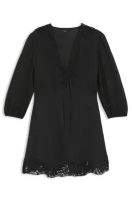 BOSS A-line Dress With Embroidered Lace Details