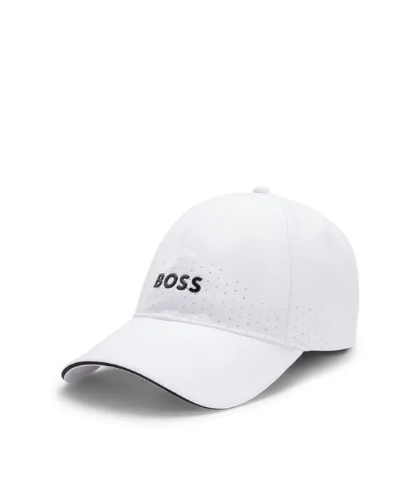 BOSS Perforated Baseball Cap With Gloss Logo - White