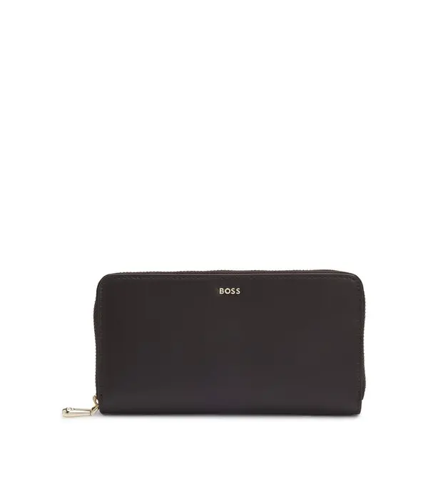 BOSS Logo-lettering Wallet With Zip - Dark Brown