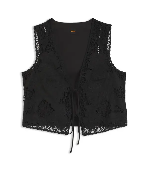 BOSS Embroidered Waistcoat With Tie Closure