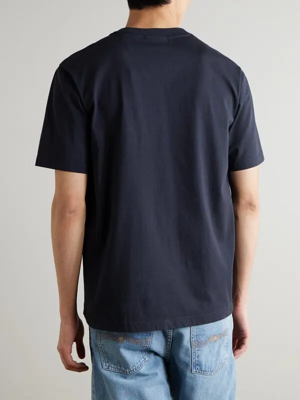 Nn07 Adam App 3209 Logo-appliquéd Pima Cotton-jersey T-shirt - Blue