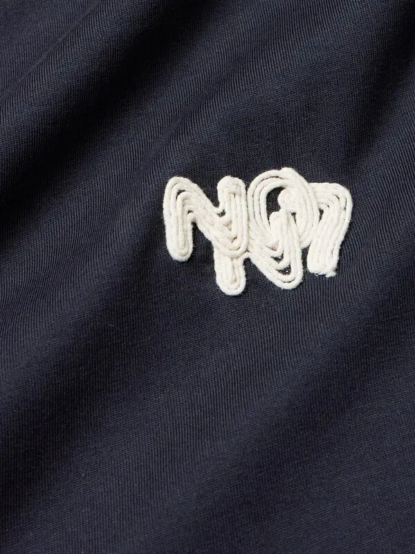 Nn07 Adam App 3209 Logo-appliquéd Pima Cotton-jersey T-shirt - Blue