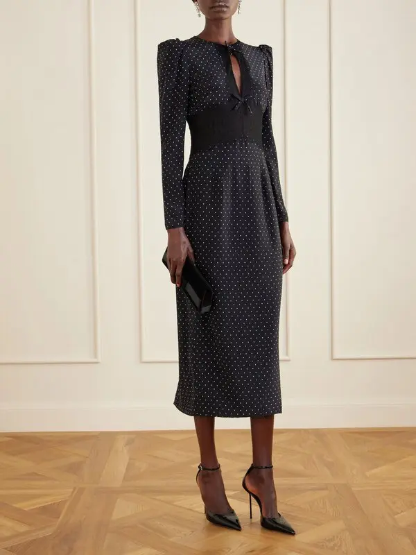 Alessandra Rich Polka-dot Silk Midi Dress