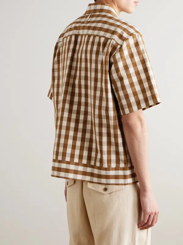 Nn07 Reed 50071 Gingham Cotton Overshirt - Neutrals