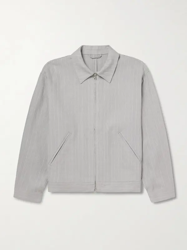 Nn07 Petrus 1455 Oversized Pinstriped Linen Blouson Jacket - Gray