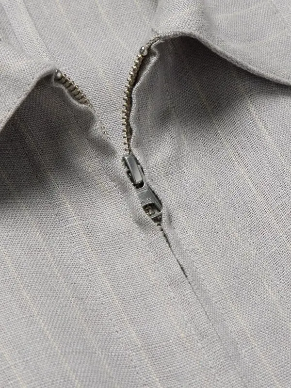 Nn07 Petrus 1455 Oversized Pinstriped Linen Blouson Jacket - Gray