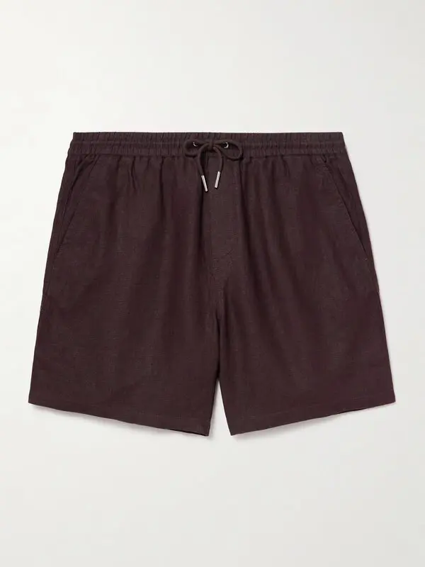 Nn07 Gregor 1454 Straight-leg Linen Drawstring Shorts - Brown