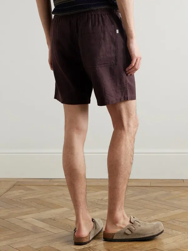 Nn07 Gregor 1454 Straight-leg Linen Drawstring Shorts - Brown