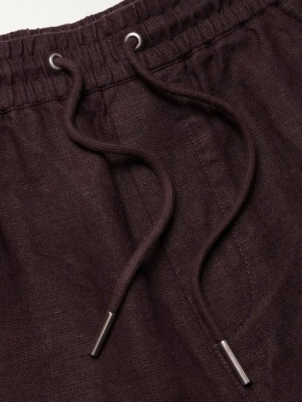 Nn07 Gregor 1454 Straight-leg Linen Drawstring Shorts - Brown