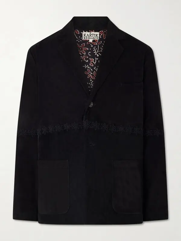 KARTIK RESEARCH Embroidered Suede Blazer
