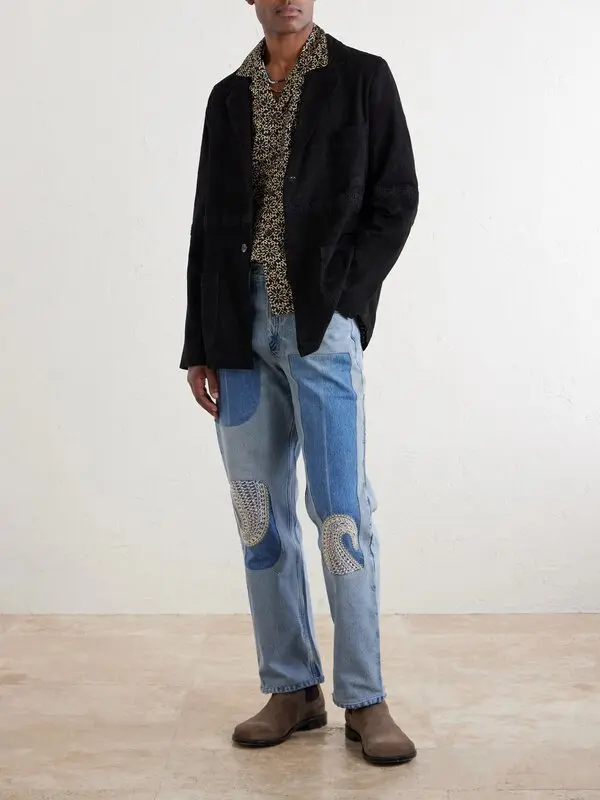 KARTIK RESEARCH Embroidered Suede Blazer