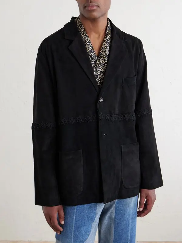 KARTIK RESEARCH Embroidered Suede Blazer