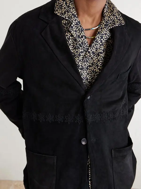 KARTIK RESEARCH Embroidered Suede Blazer