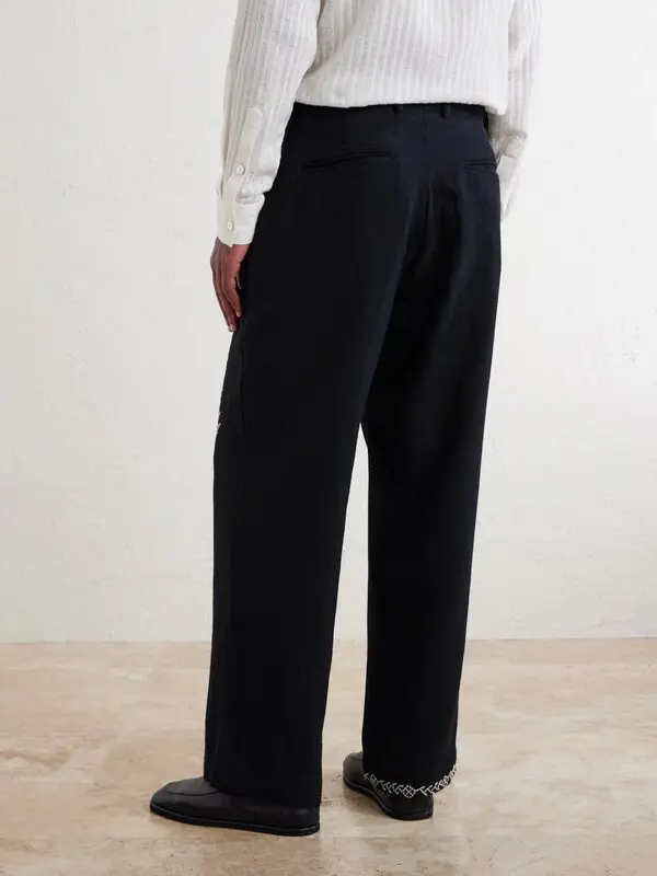 KARTIK RESEARCH Straight-leg Embroidered Wool Trousers
