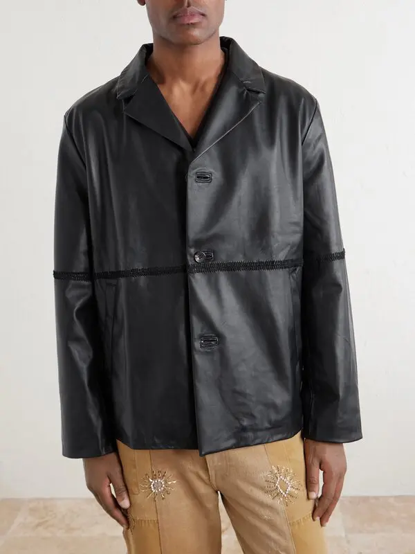 KARTIK RESEARCH Embroidered Leather Blazer
