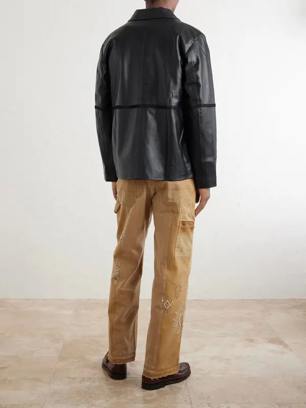 KARTIK RESEARCH Embroidered Leather Blazer