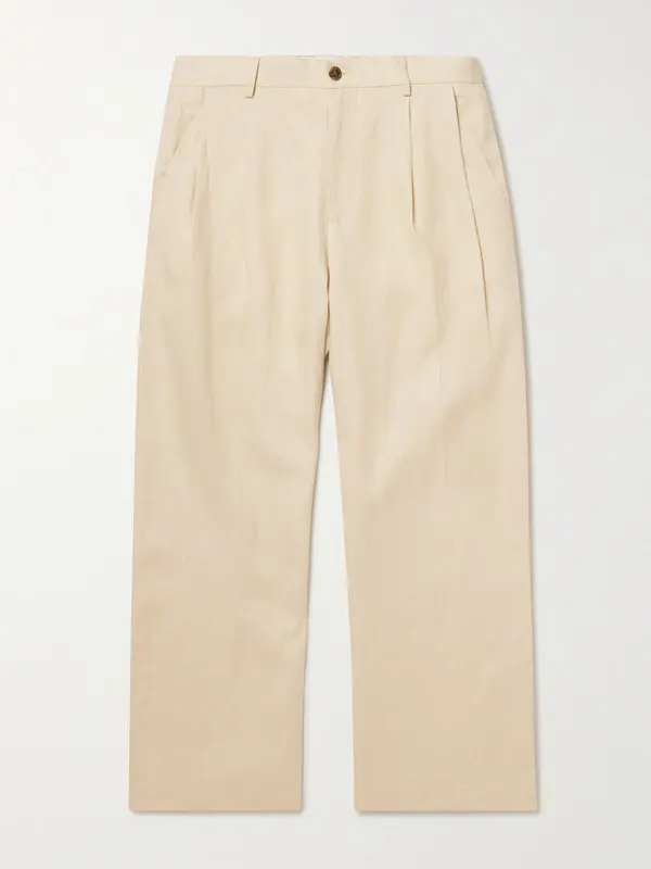 Nn07 Justin 1454 Wide-leg Pleated Linen Trousers - Yellow