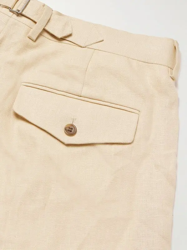 Nn07 Justin 1454 Wide-leg Pleated Linen Trousers - Yellow