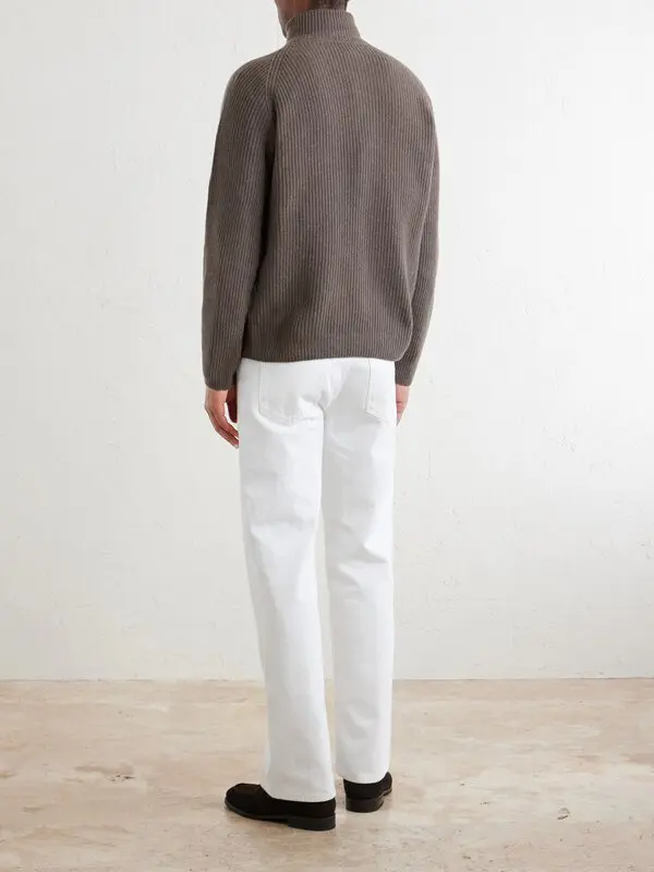 John Smedley Ryker Recycled Cashmere And Wool-blend Half-zip Sweater - Brown