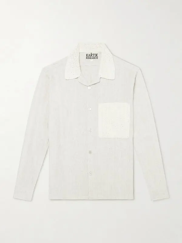 KARTIK RESEARCH Crochet-trimmed Ramie And Cotton-blend Shirt
