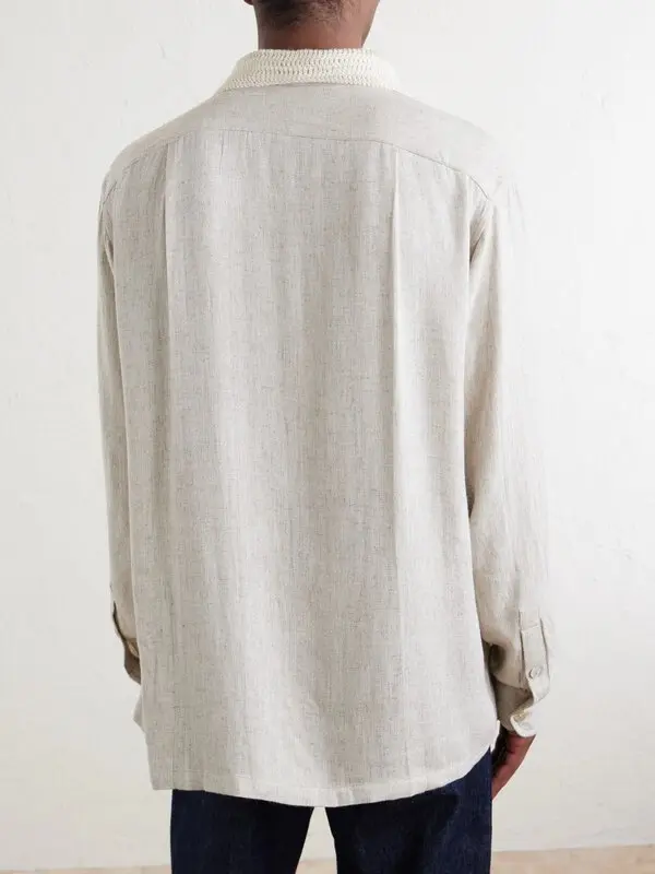 KARTIK RESEARCH Crochet-trimmed Ramie And Cotton-blend Shirt