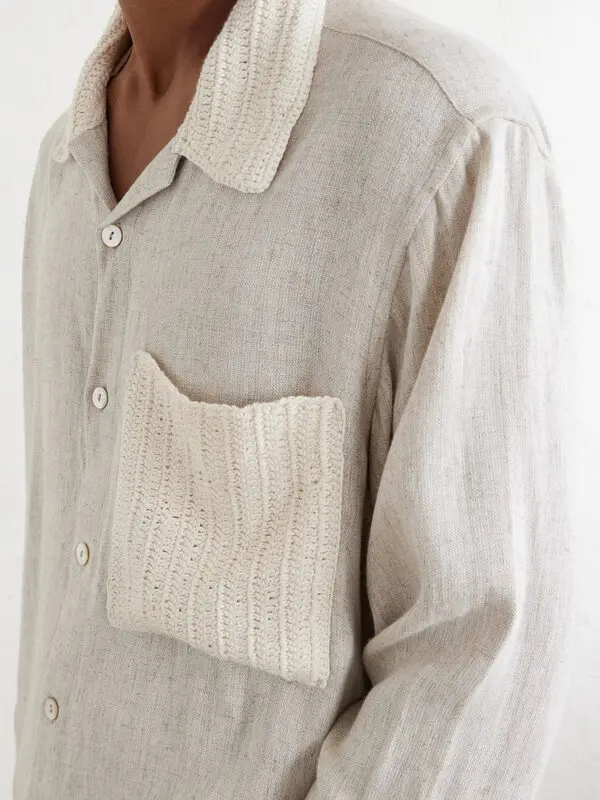 KARTIK RESEARCH Crochet-trimmed Ramie And Cotton-blend Shirt