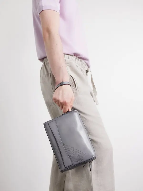 Berluti Rosewood Neo Scritto Venezia Leather Pouch