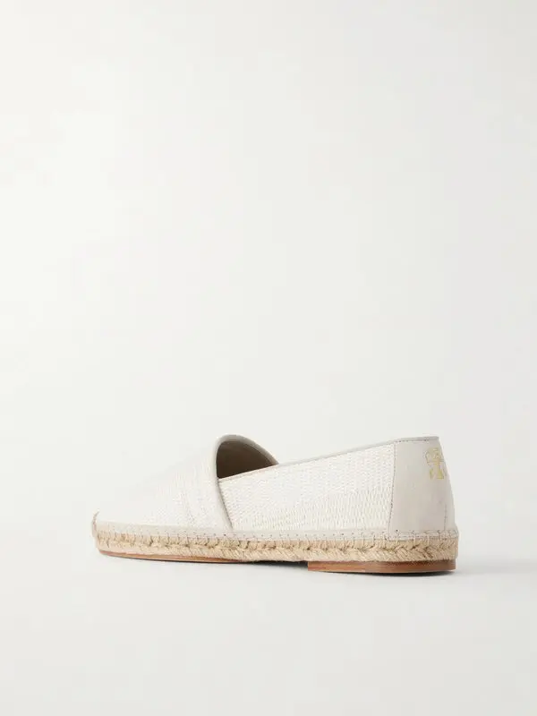 Brunello Cucinelli Leather-trimmed Woven Raffia Espadrilles - Neutrals