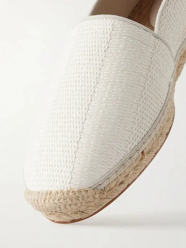 Brunello Cucinelli Leather-trimmed Woven Raffia Espadrilles - Neutrals